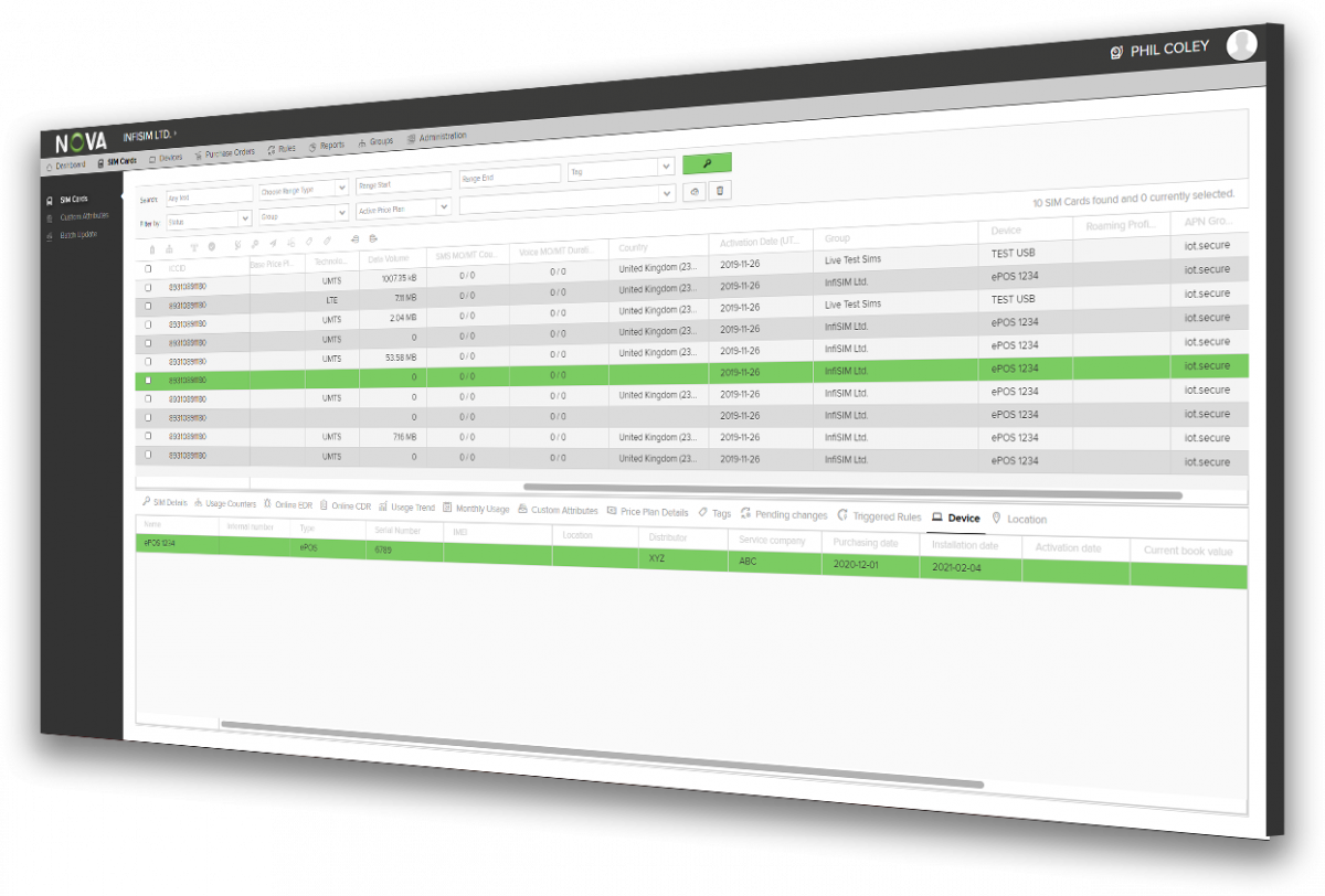 M2M SIM management - InfiSIM